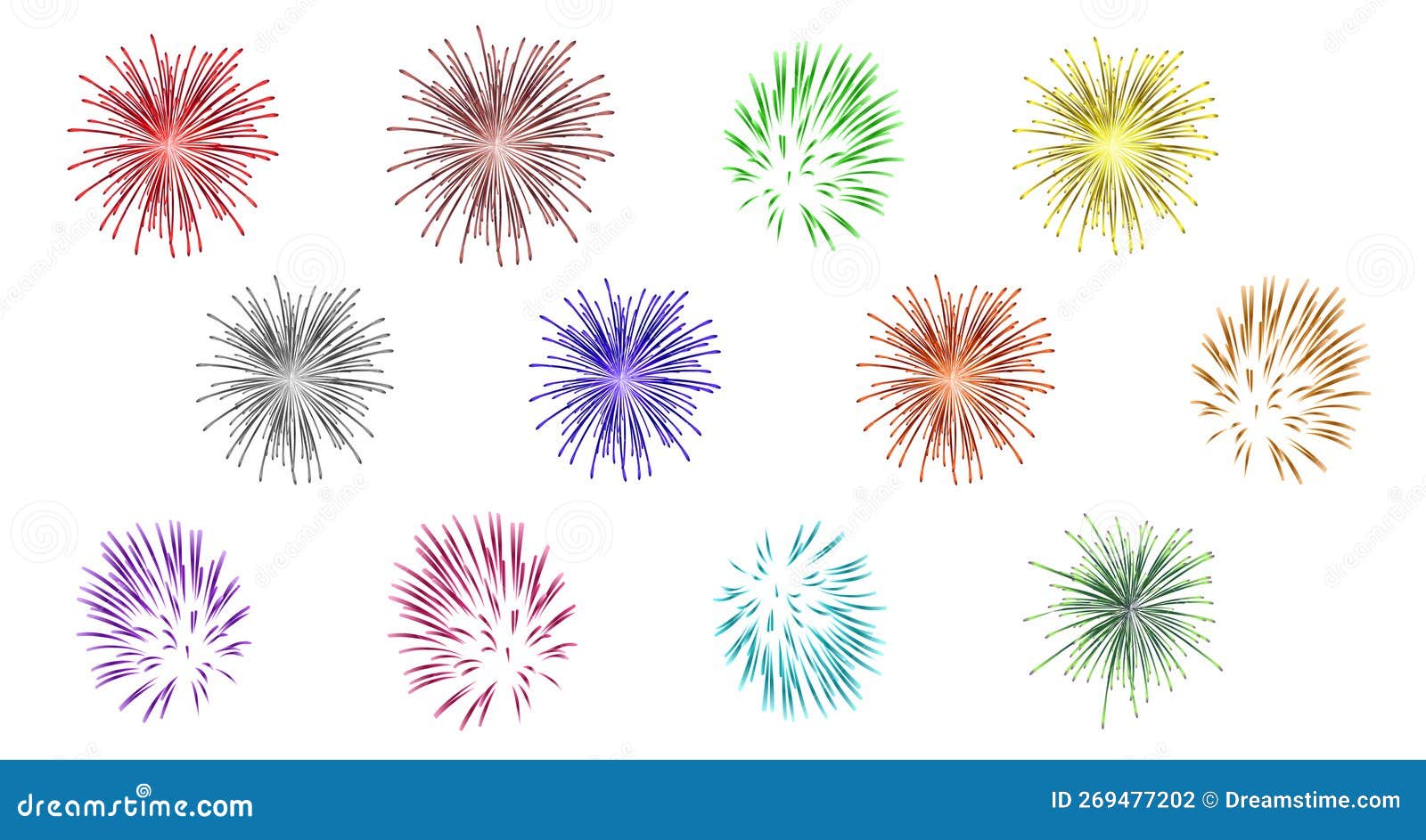 Fireworks Elements Animation Set on Transparent Background Stock Vector ...