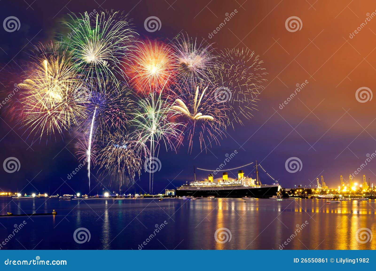Fireworks Above a Cruise Ship Stock Image - Image of night, cruise ...