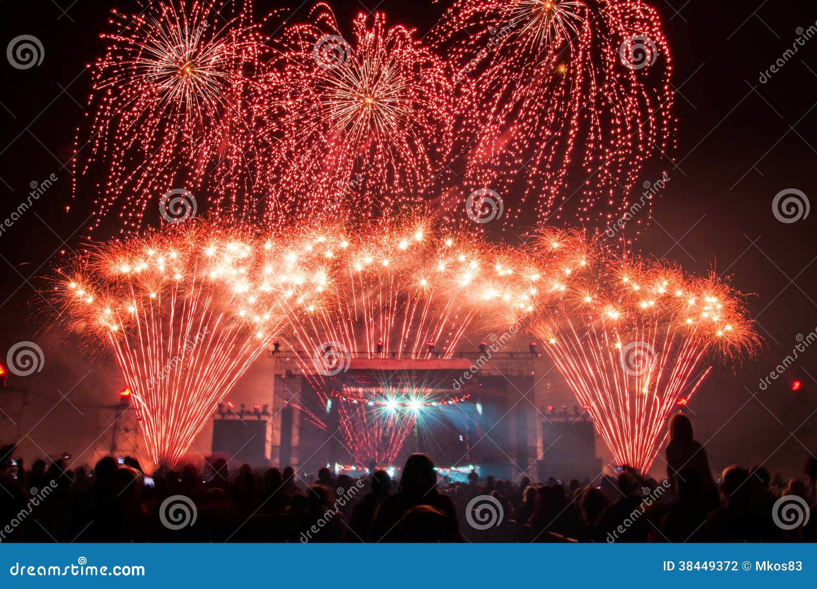 Fireworks Above the Stage during Concert Stock Photo - Image of ...
