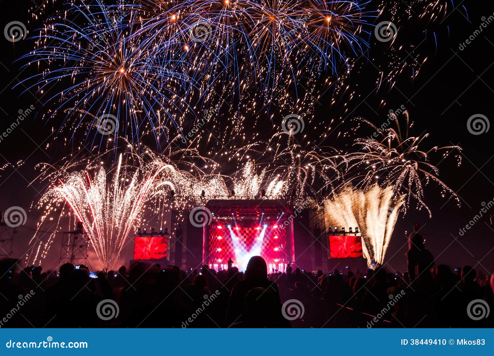 Fireworks Above the Stage during Concert Stock Photo - Image of ...