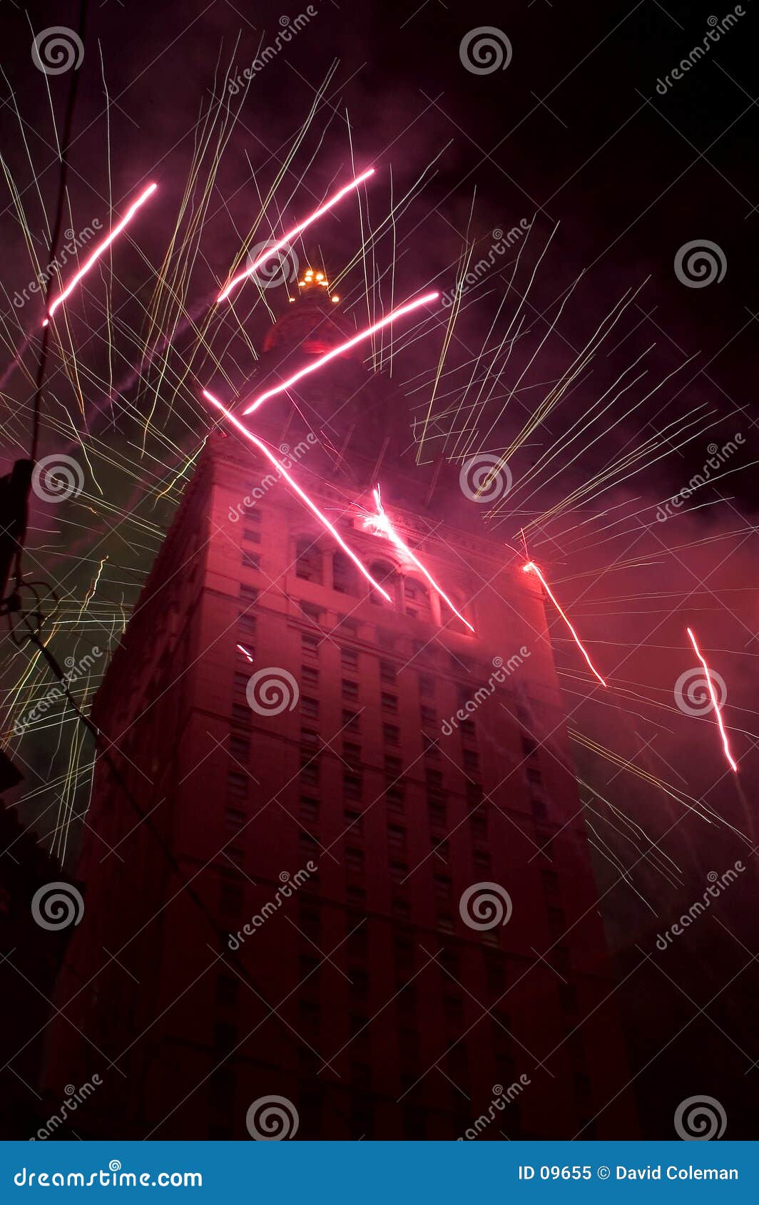 Fireworks Around Office Building Stock Image - Image of seasonal ...
