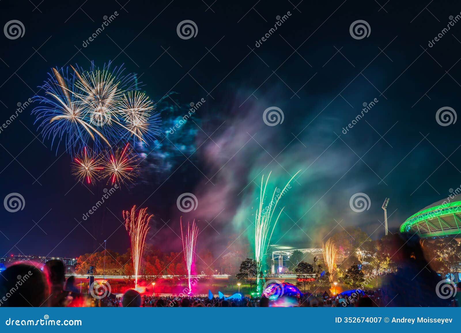 Fireworks on Australia Day in Adelaide City Stock Image - Image of ...