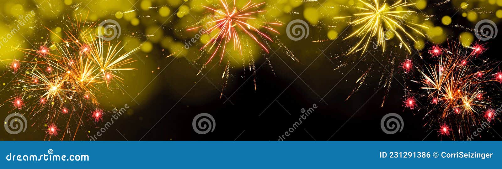 Fireworks Background Banner Panorama Colorful Festive Firework With