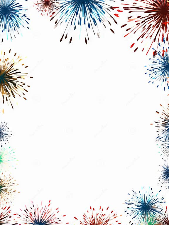 Fireworks Background on White Stock Illustration - Illustration of ...