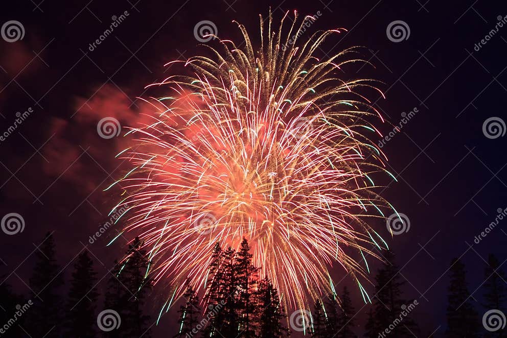 Fireworks in Banff stock image. Image of entertainment - 72603123
