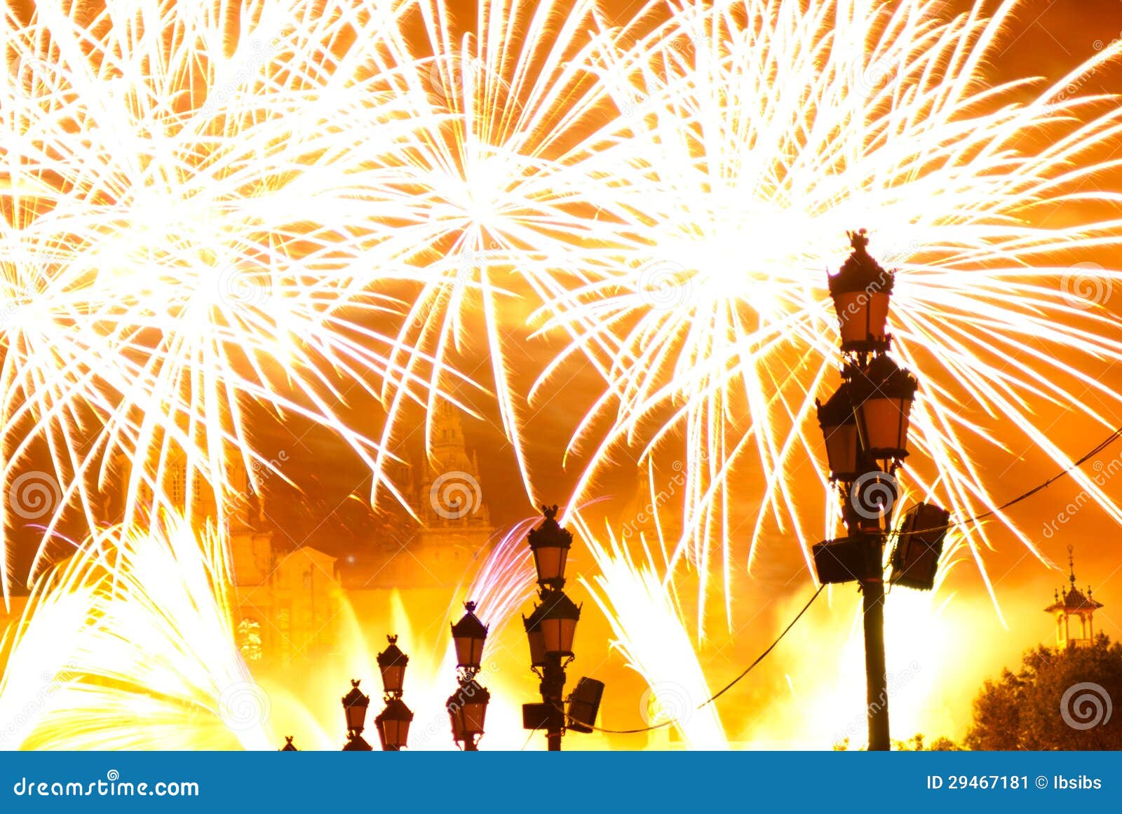 Fireworks in Barcelona Spain Stock Image - Image of light, explosion ...