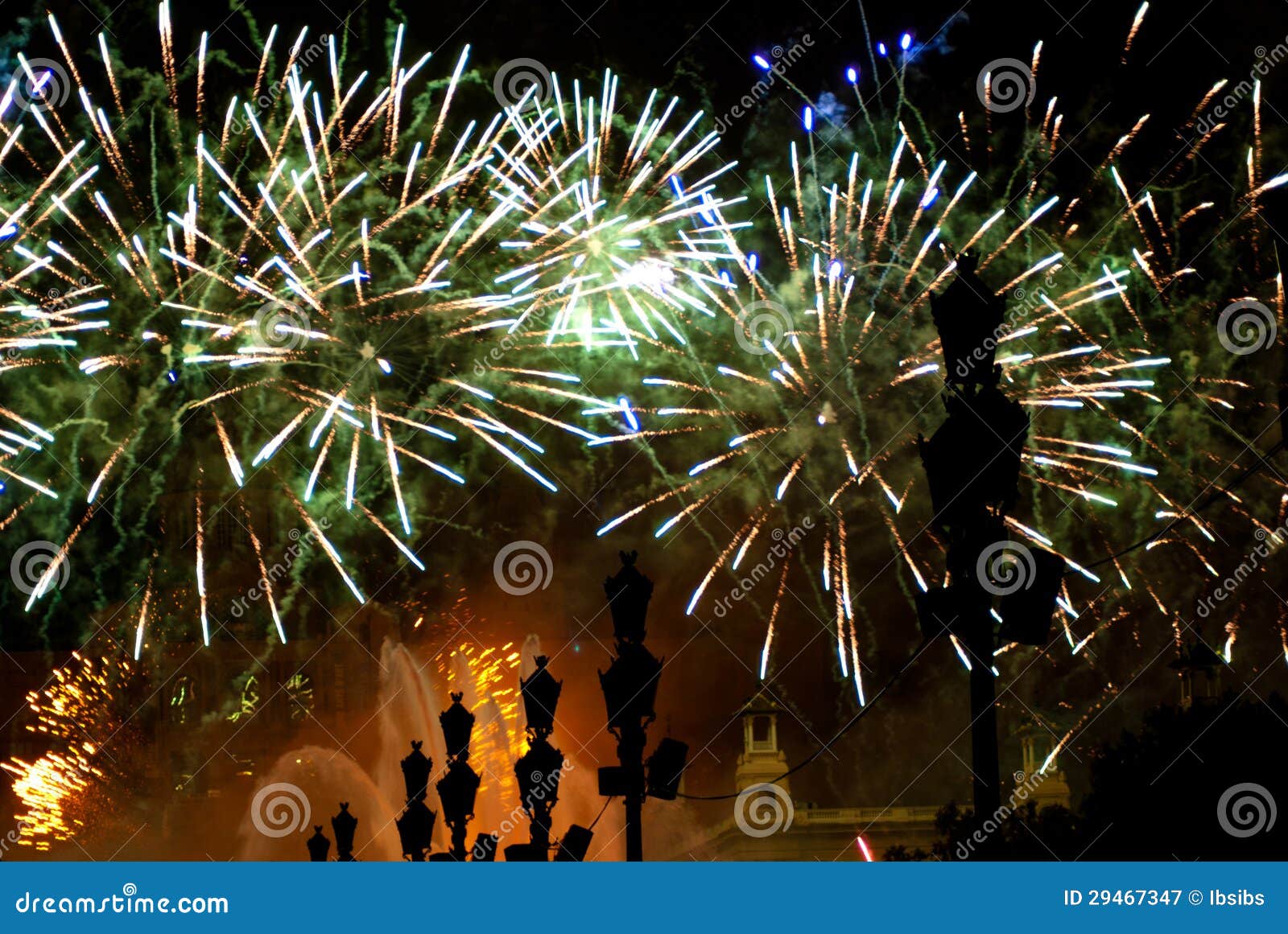 Fireworks in Barcelona Spain Stock Image - Image of montjuic, darkness ...