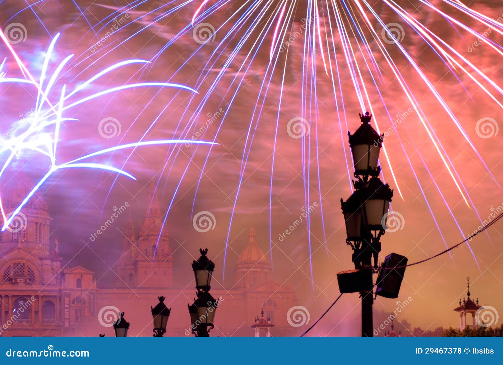 Fireworks in Barcelona Spain Stock Photo - Image of fountain ...