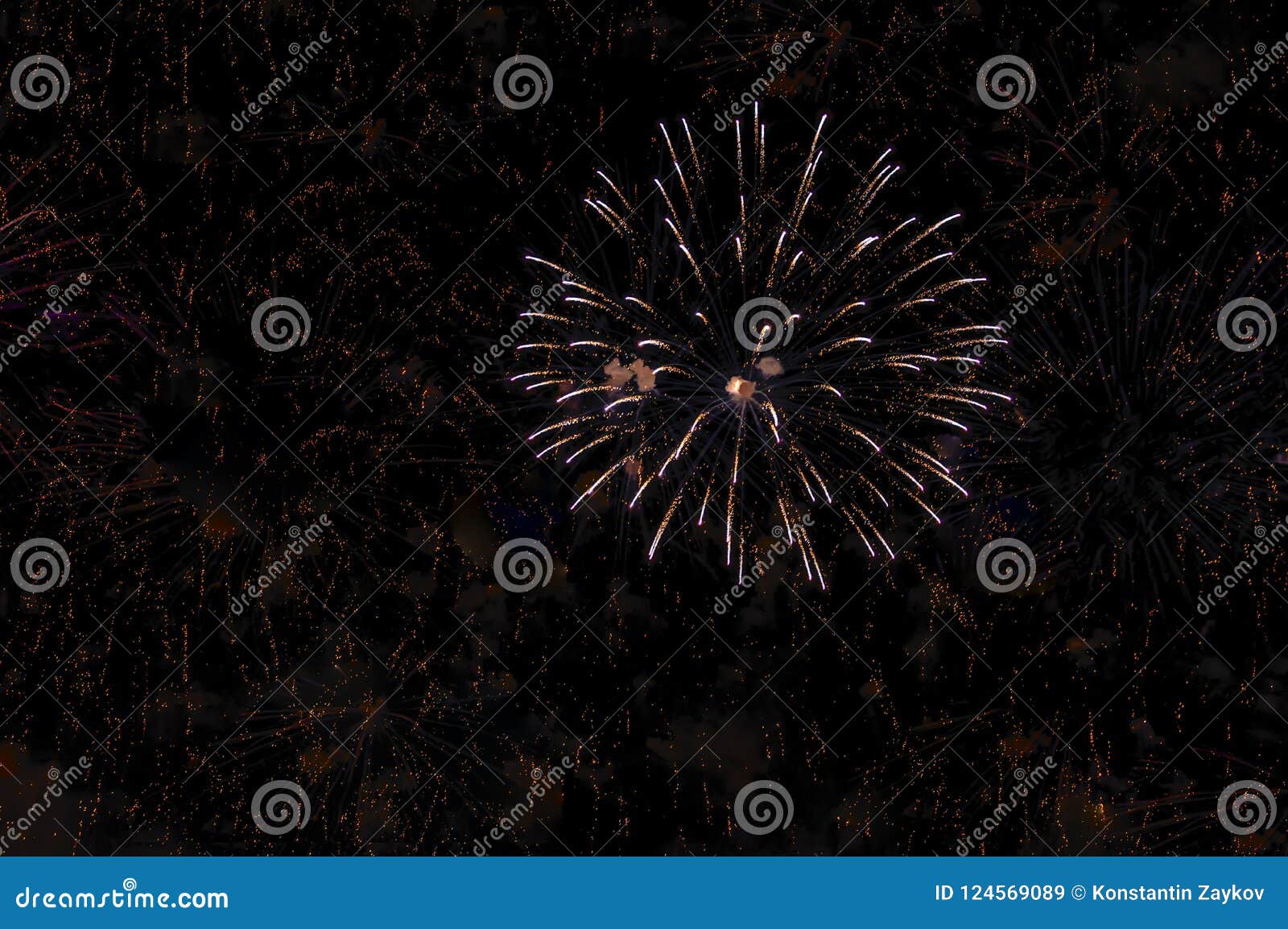 Fireworks on Black Background for Celebration Design. Abstract Firework ...