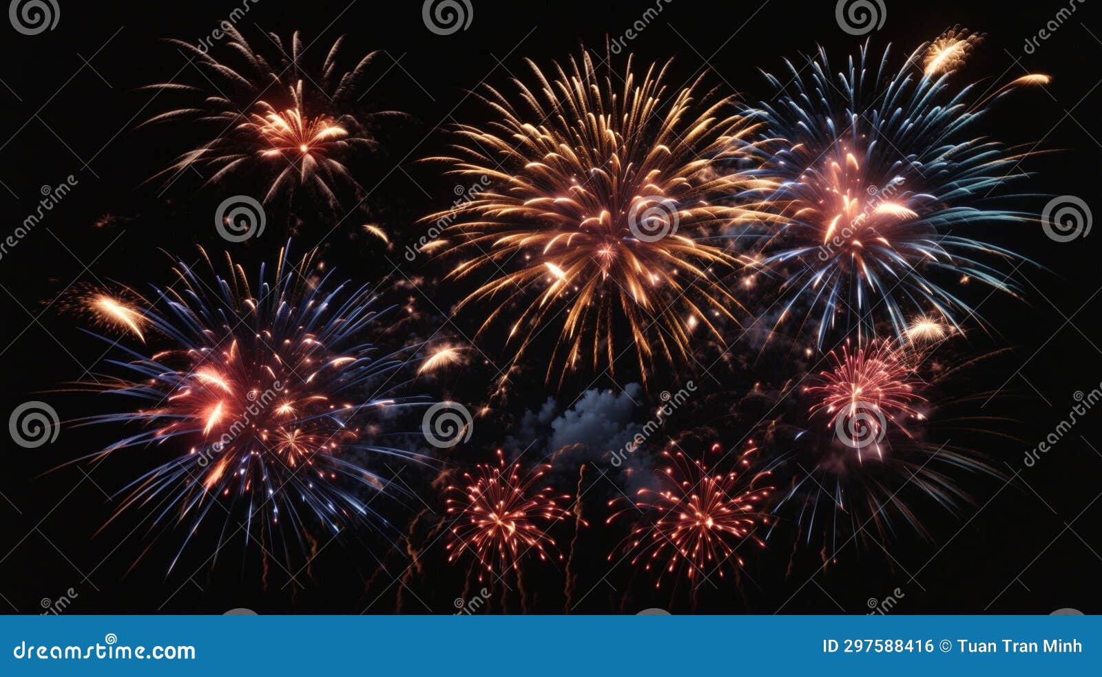 Fireworks with Many Different Shapes Stock Photo - Image of background ...