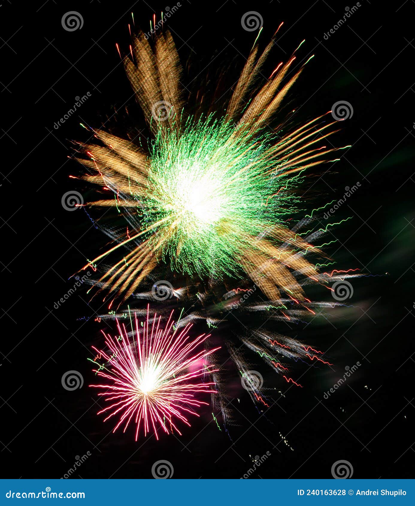 Fireworks in the Black Sky. Stock Photo - Image of color, white: 240163628