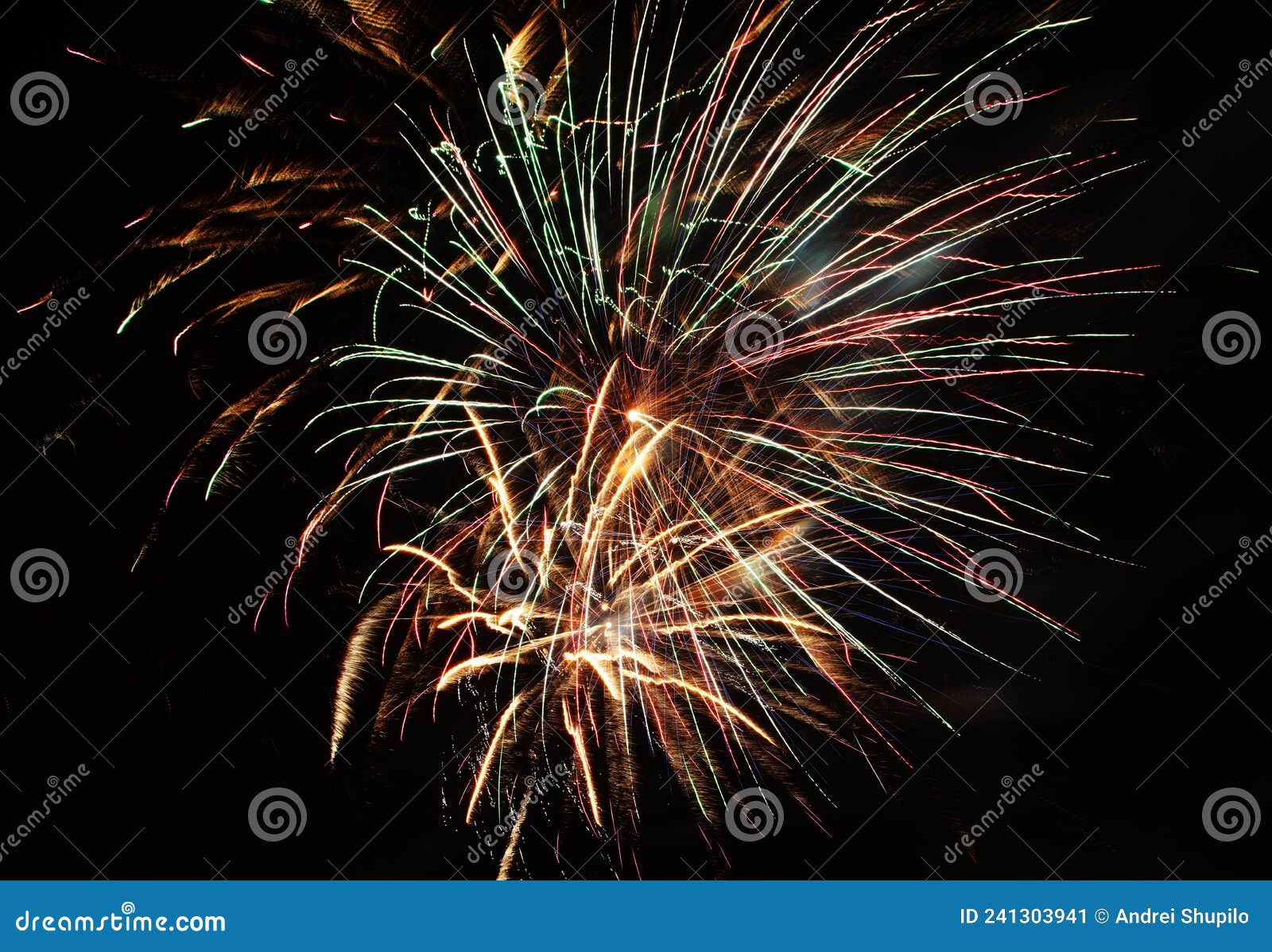 Fireworks in the Black Sky. Stock Image - Image of night, background ...
