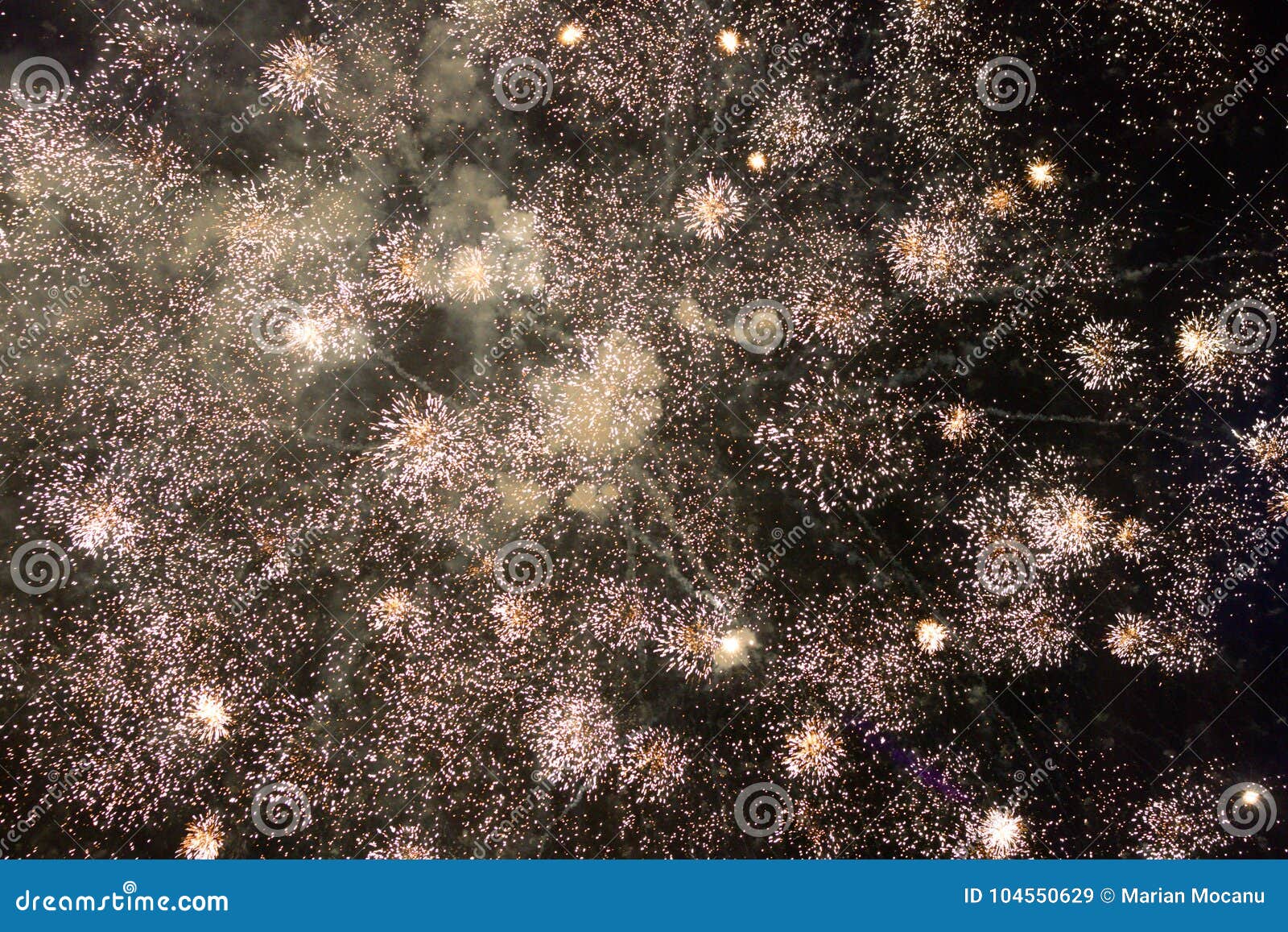 Fireworks on the black sky stock image. Image of fire - 104550629