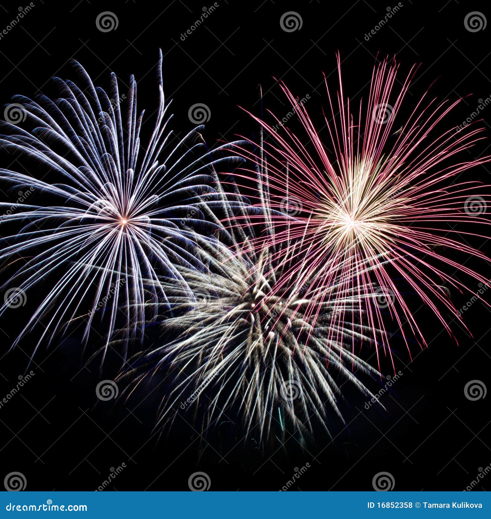 Fireworks Blasts on Black Sky Stock Photo - Image of explosion, shape ...