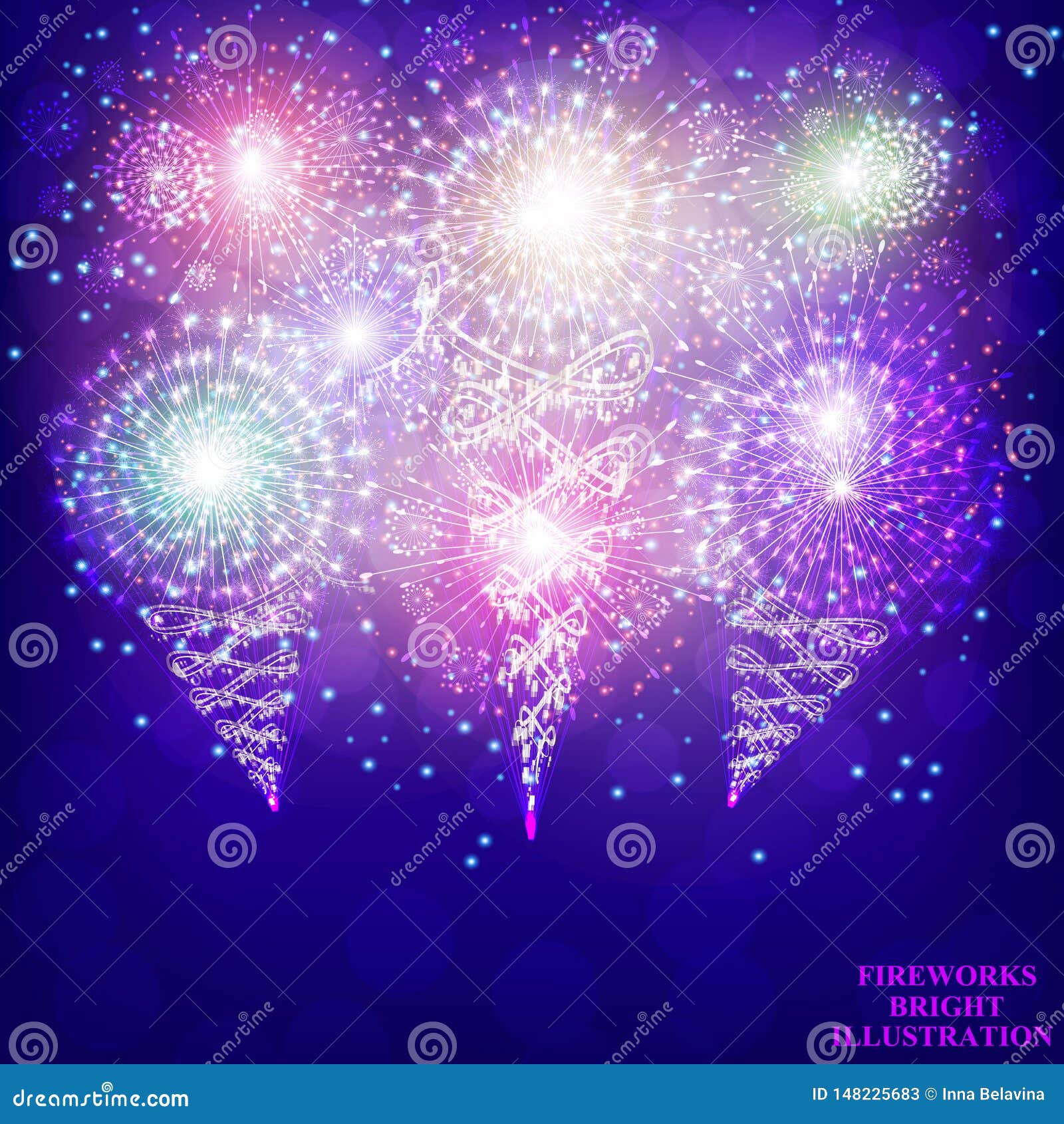 Fireworks blue background. stock vector. Illustration of anniversary ...