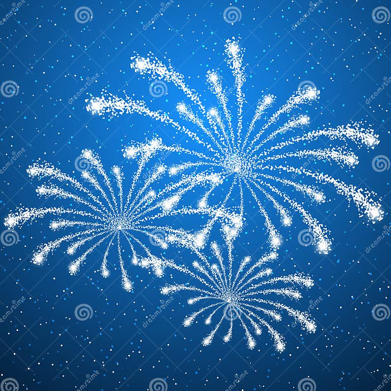 Fireworks on Blue Background Stock Vector - Illustration of illuminated ...