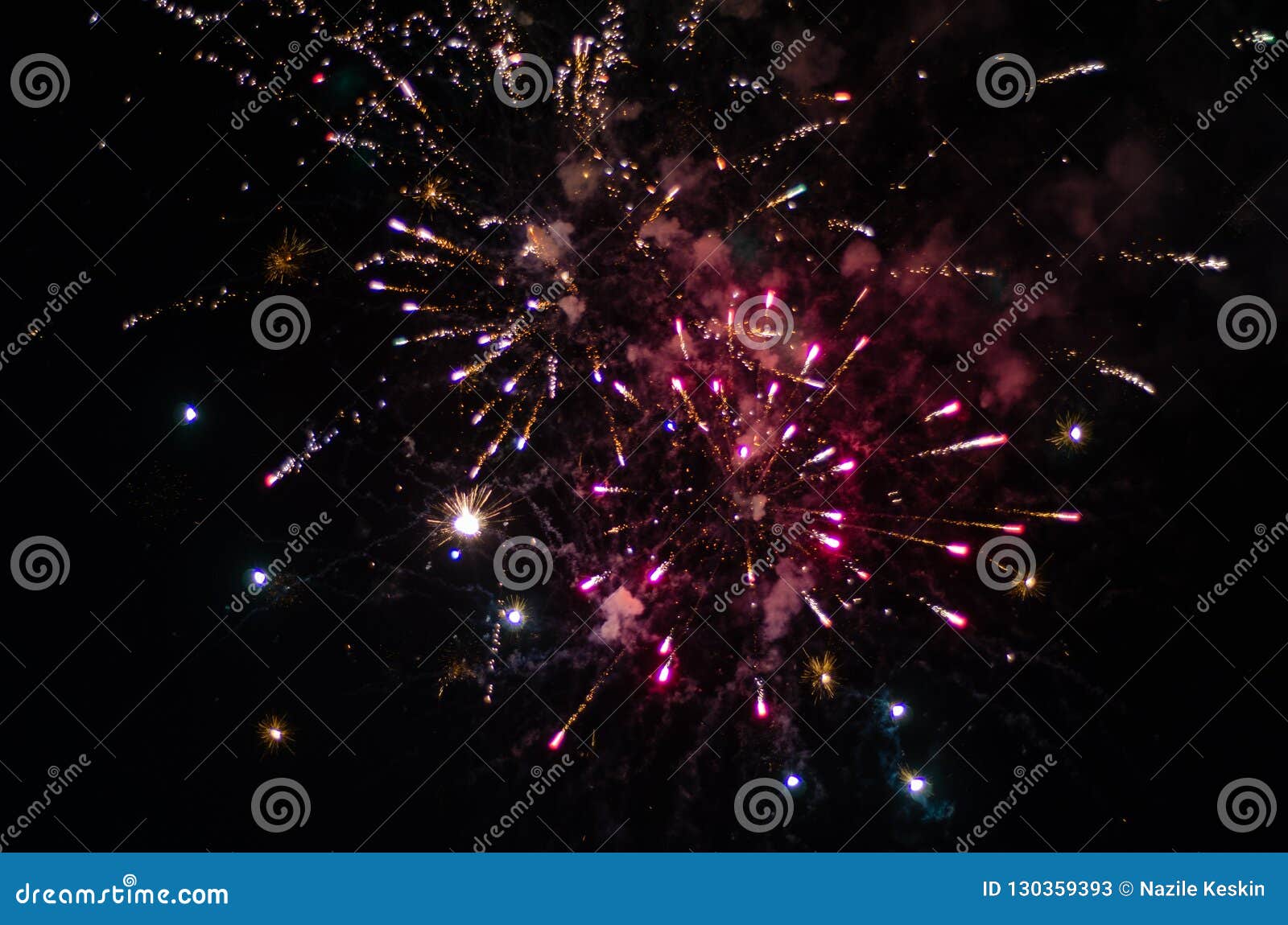 Fireworks and Bokeh Blurred Background Stock Image - Image of blur ...