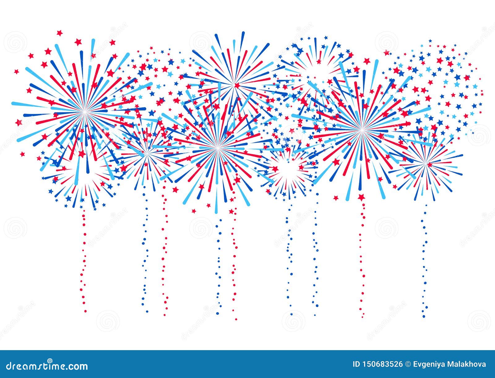 Fireworks Border for Independence Day Stock Vector - Illustration of ...