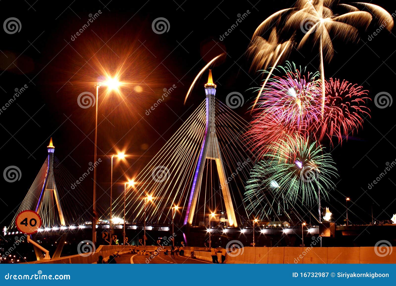 Fireworks Bridge Opening the Bridge. Stock Image - Image of fireworks ...