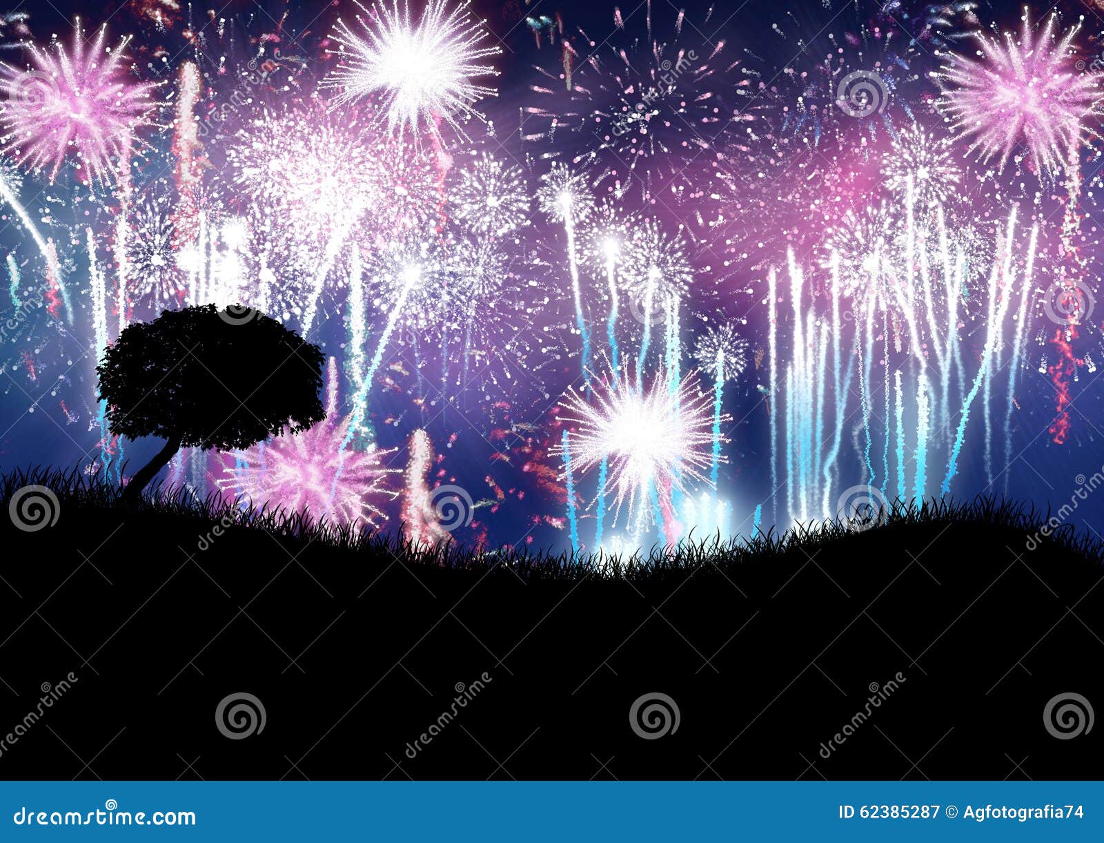 Fireworks Bursting in Field Stock Illustration - Illustration of ...