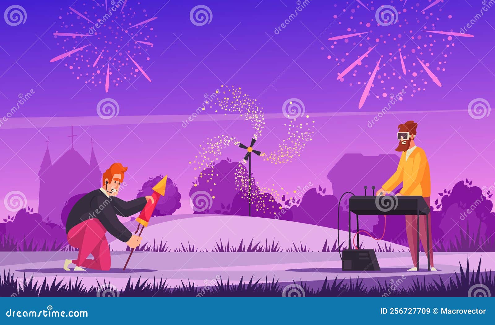 Fireworks Cartoon Composition Stock Vector - Illustration of child ...