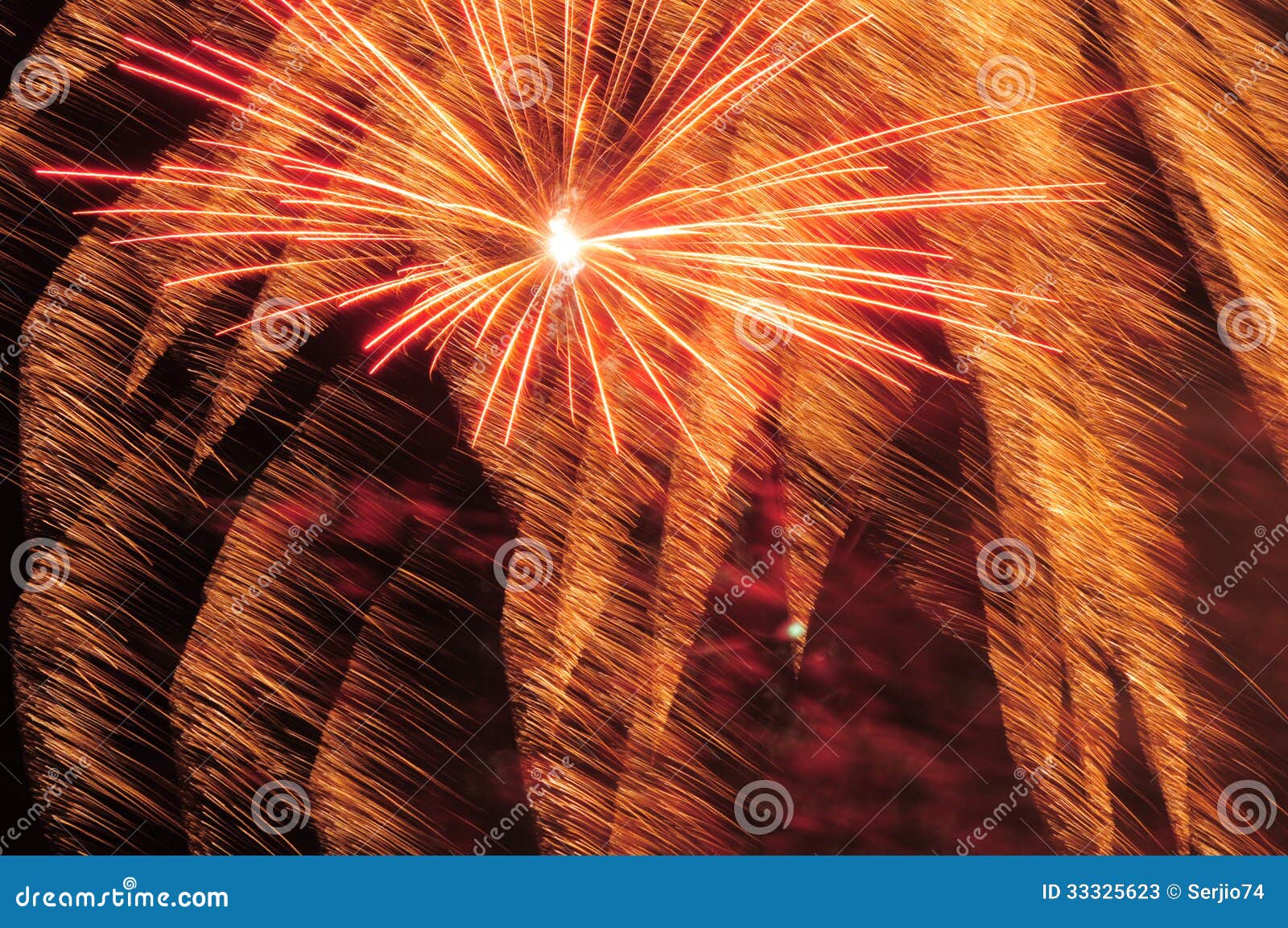 Fireworks. stock image. Image of fireworks, yellow, fireball - 33325623