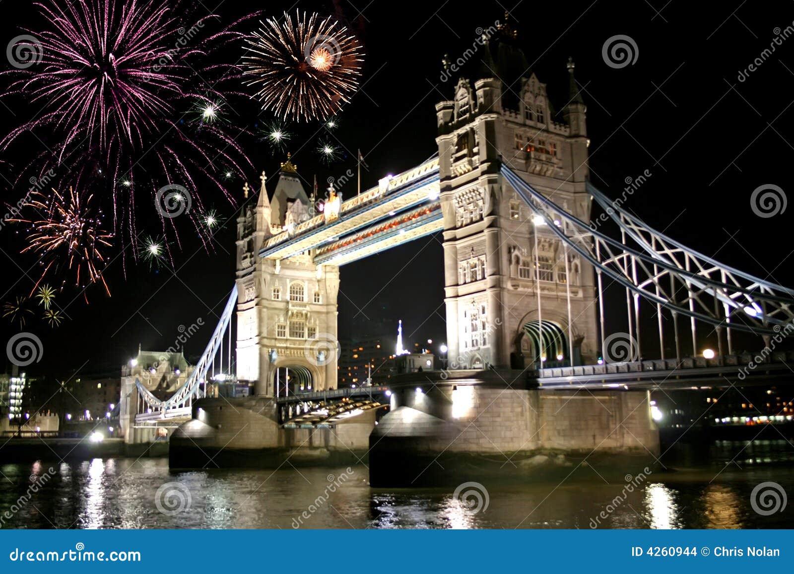 Fireworks Celebration Over Tower Bridge Stock Photo - Image of ...