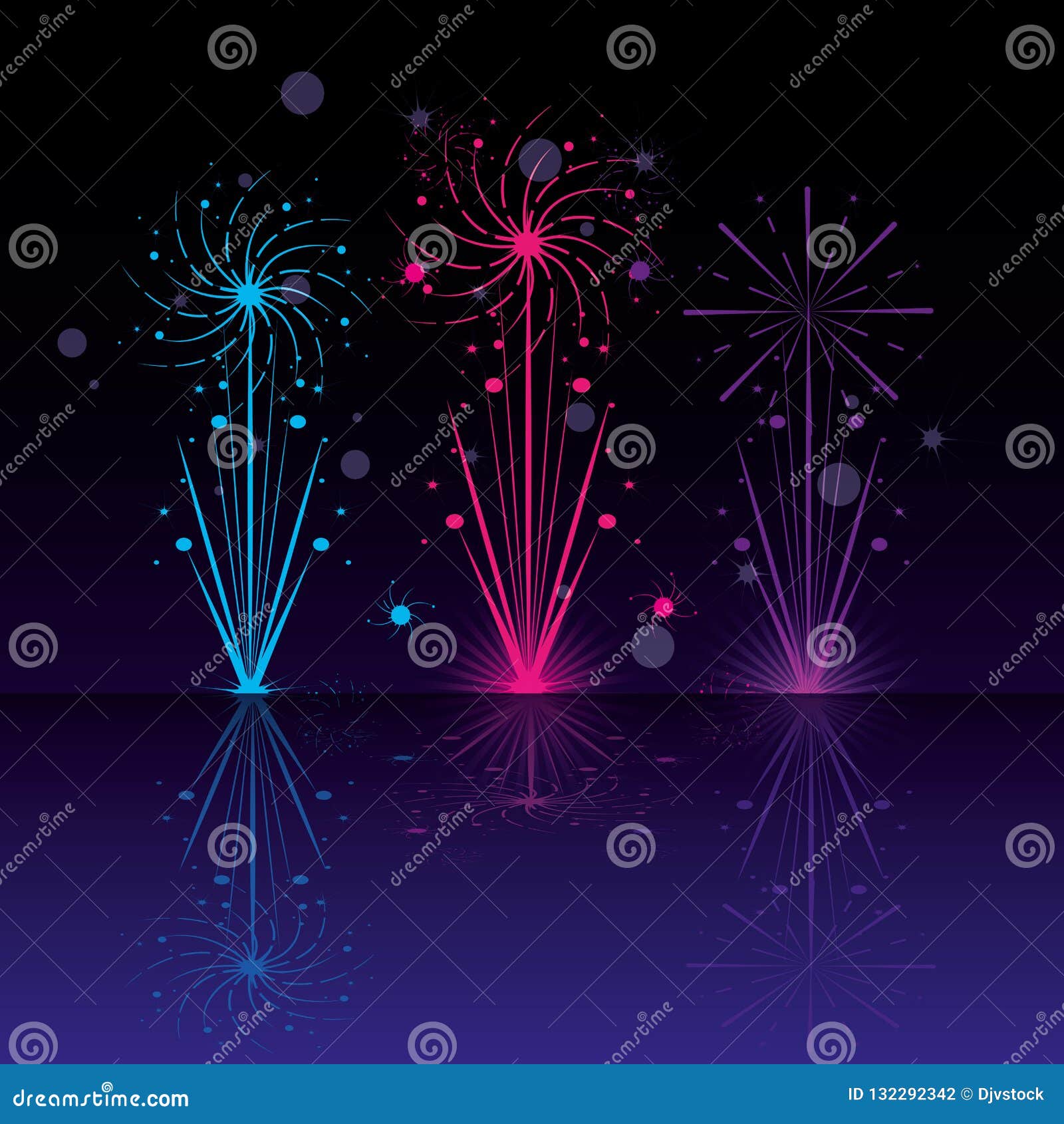 Fireworks Celebration Scene Background Stock Vector - Illustration of ...