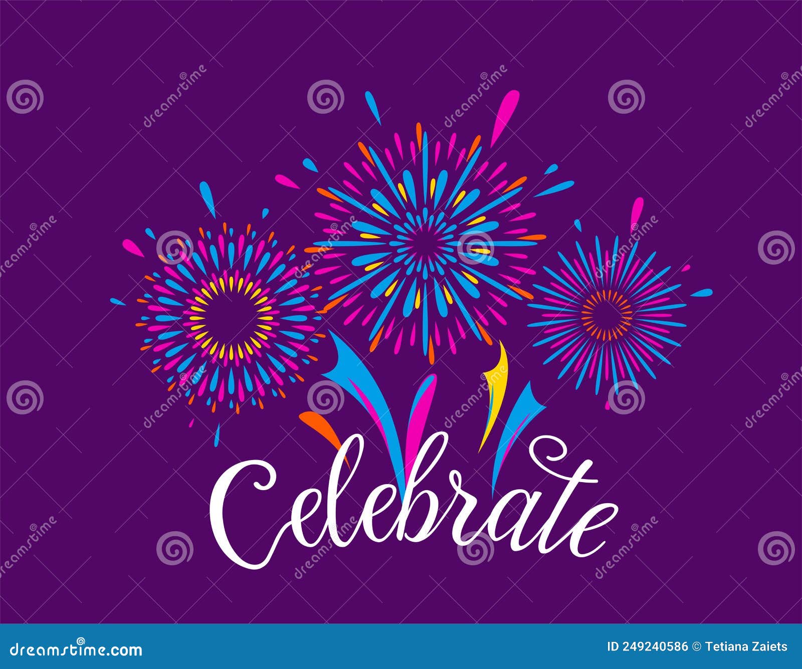 Fireworks Celebration Vector Background. Winner, Victory Poster, Banner ...