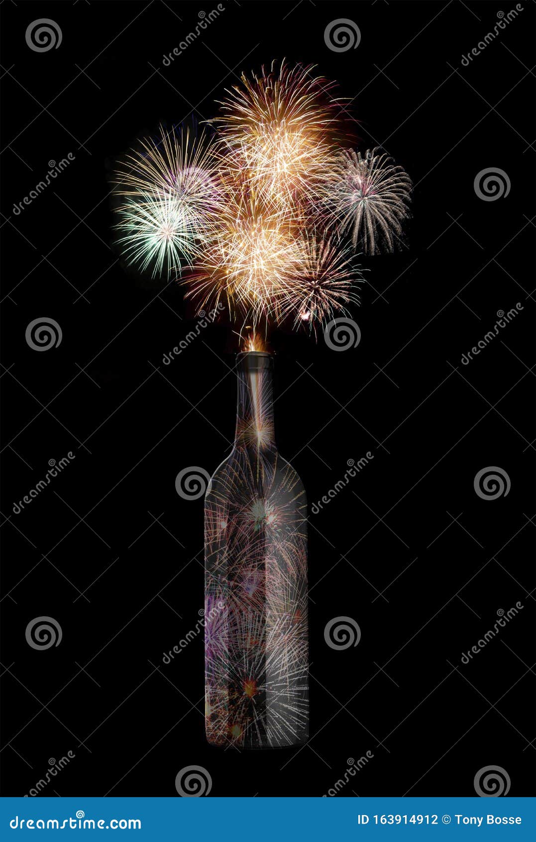 Fireworks in a Champagne Bottle Stock Photo - Image of carnival ...