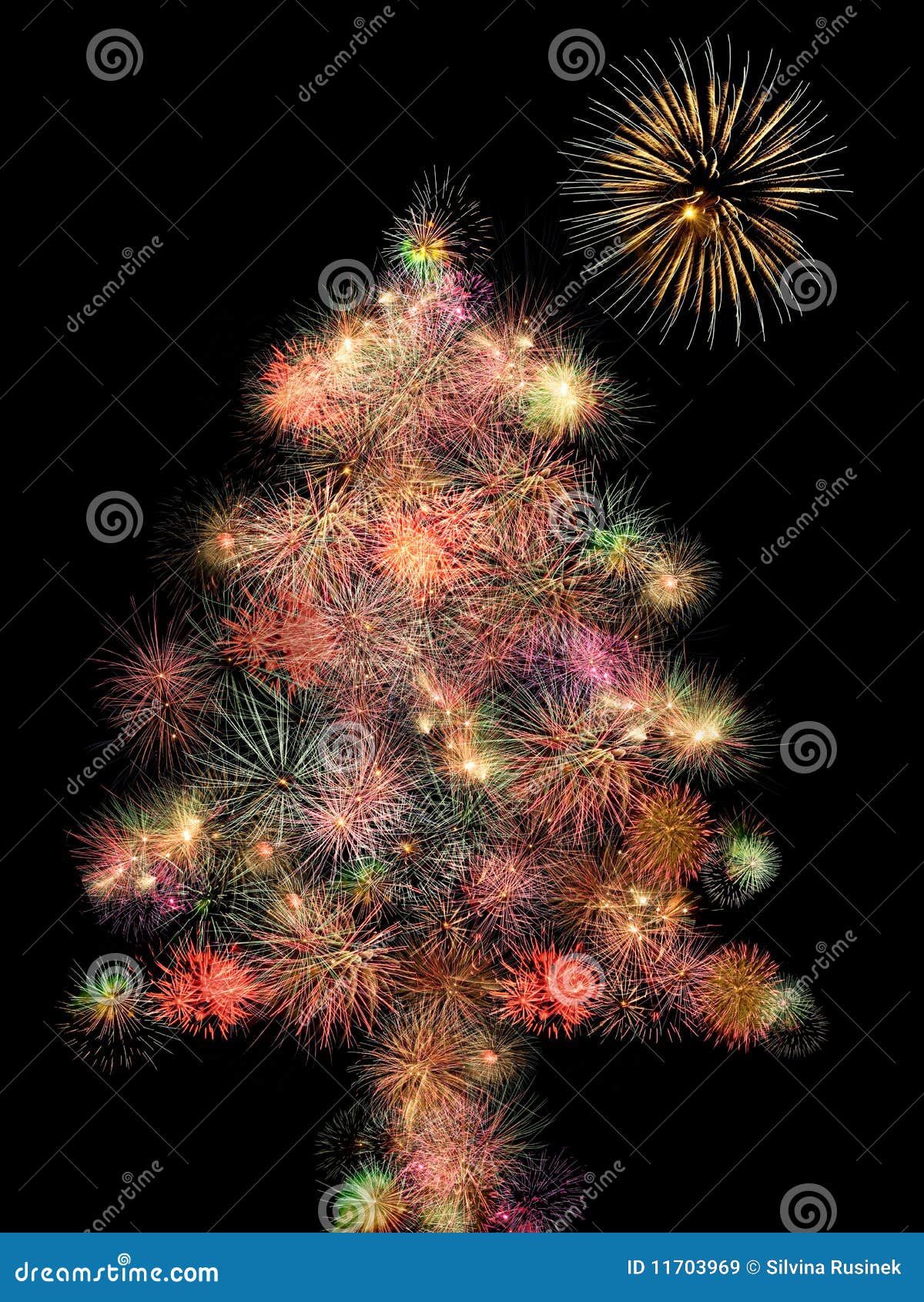 Fireworks christmas tree stock illustration. Illustration of sparks ...