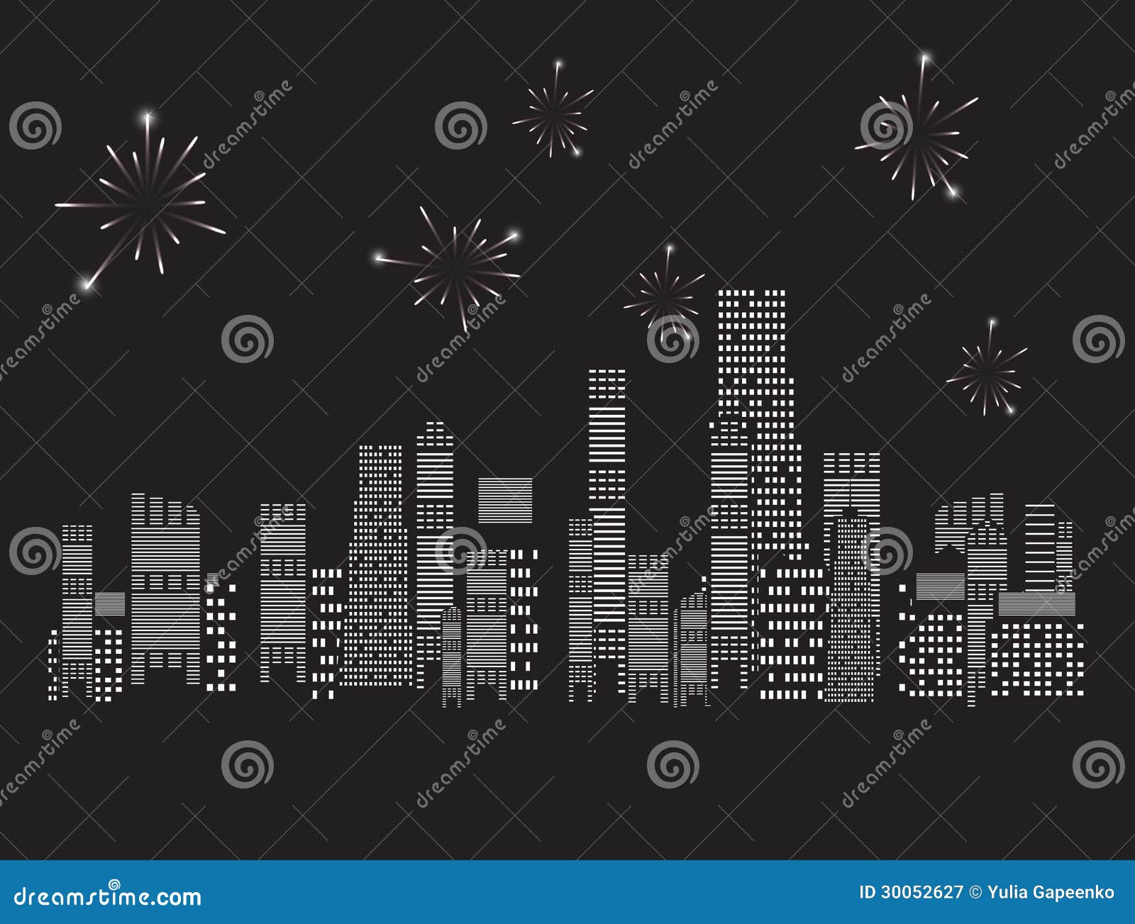 Fireworks City Vector Illustration Stock Vector - Illustration of built ...