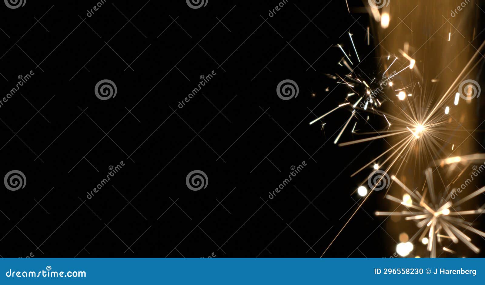 Fireworks: Close-up Sparkler, Gold, Horizontal Format Stock Photo ...