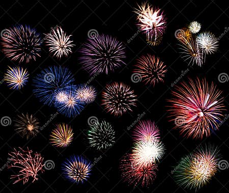 Fireworks collage stock image. Image of yellow, isolated - 10103369