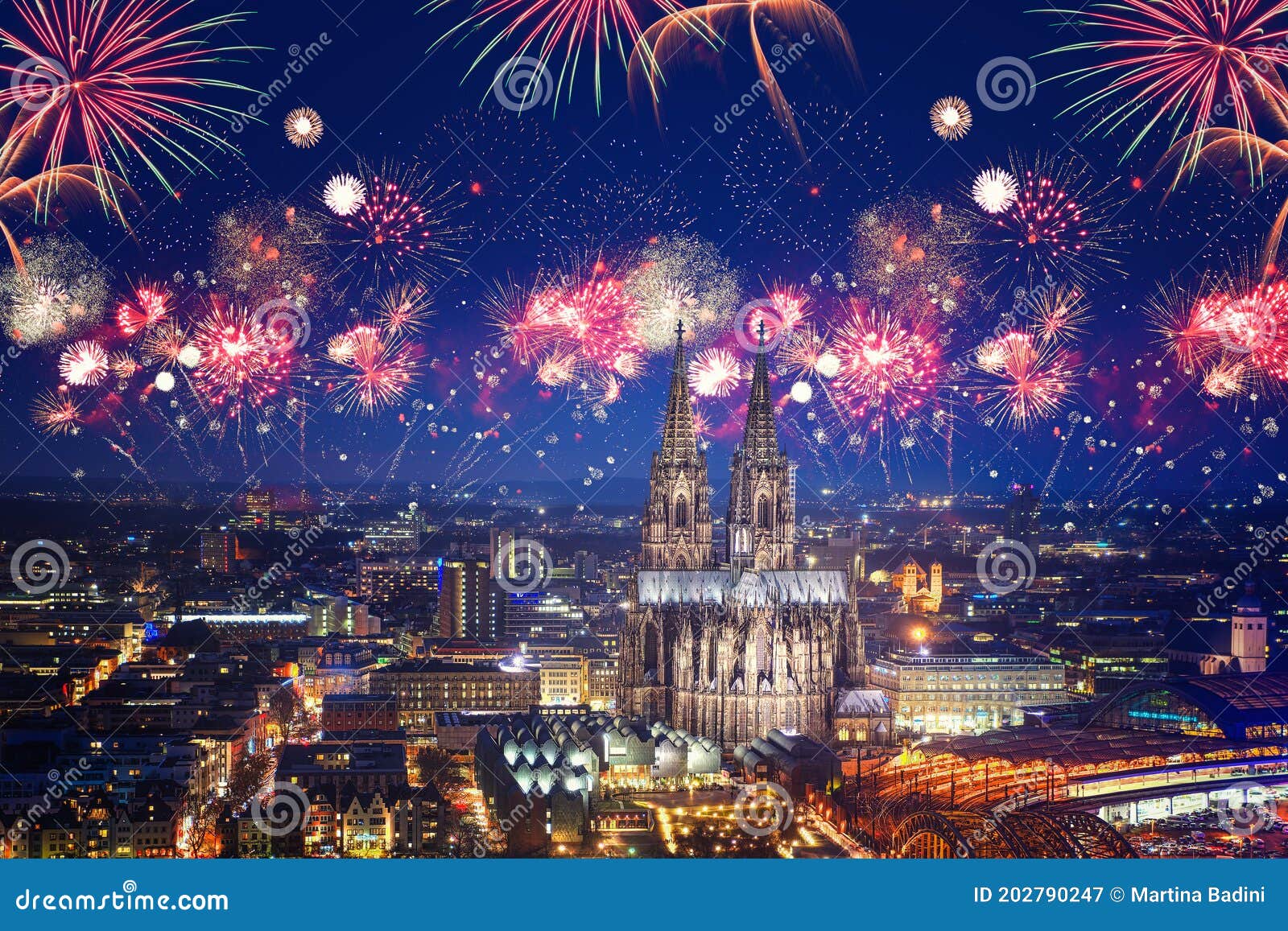 Fireworks in Cologne Germany during New Year Celebration Stock Image ...