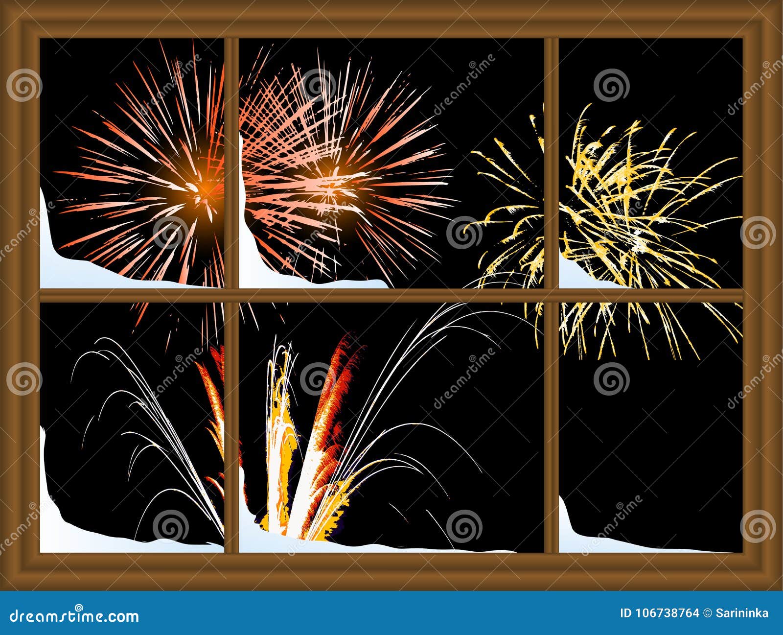 Fireworks stock vector. Illustration of window, birthday - 106738764