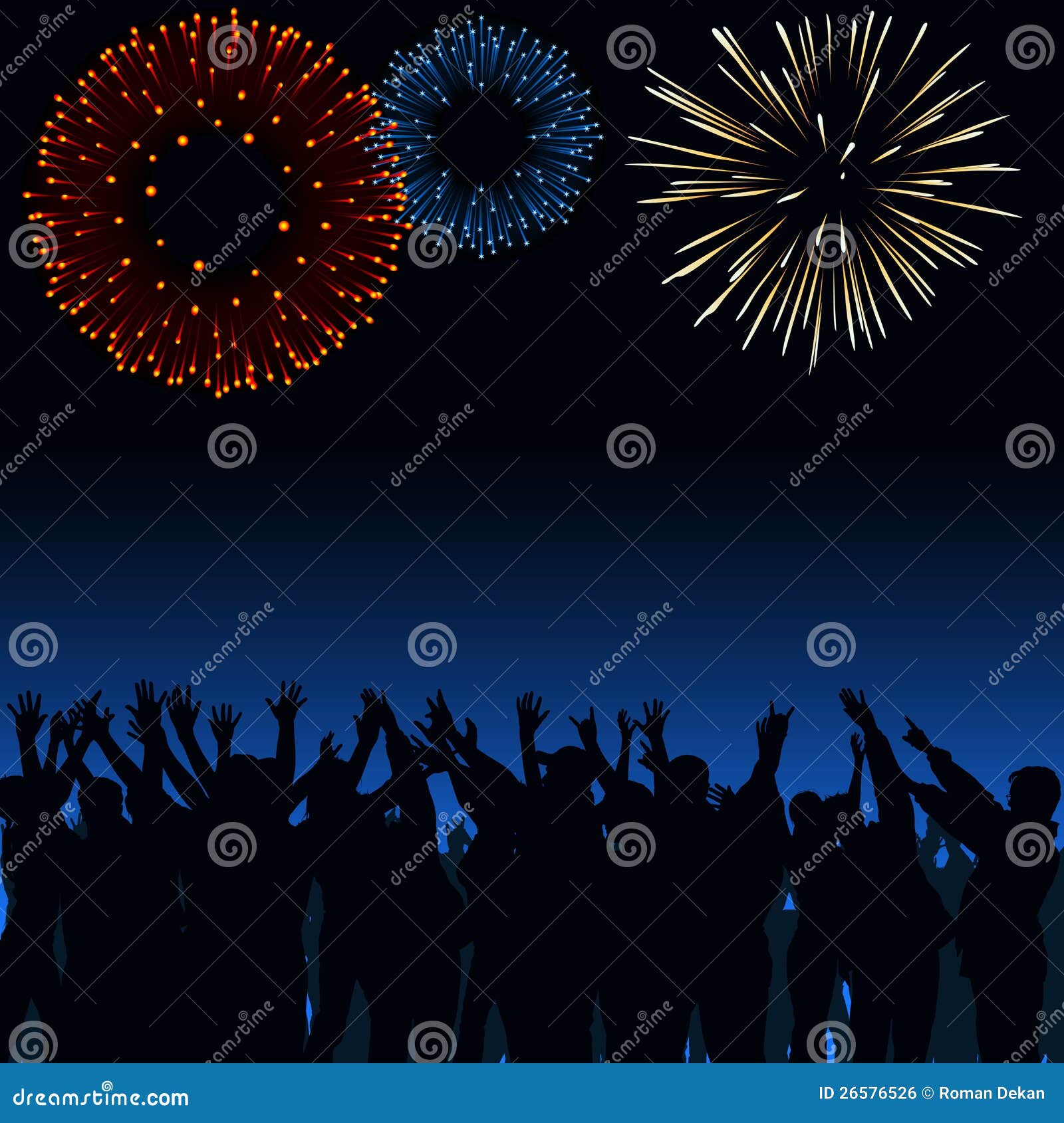 Fireworks and Crowd stock vector. Illustration of sparks - 26576526