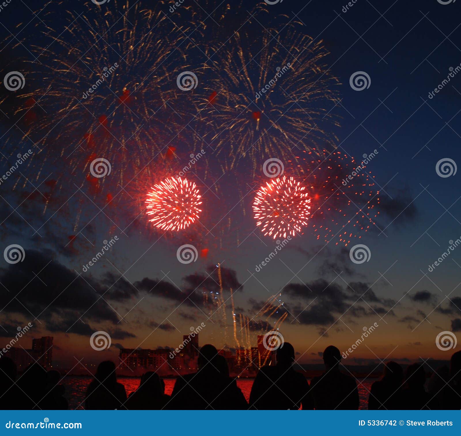 Fireworks with Crowd stock photo. Image of watching, cloud - 5336742