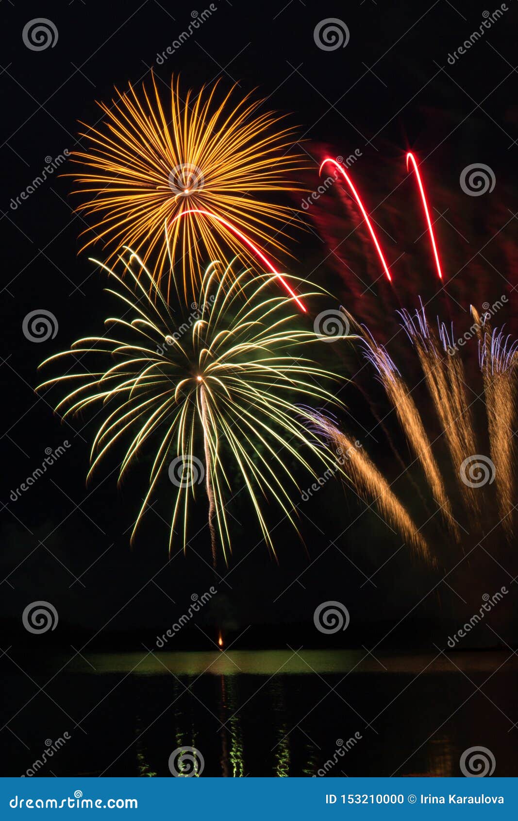 Color Fireworks on a Dark Background Stock Photo - Image of decoration ...