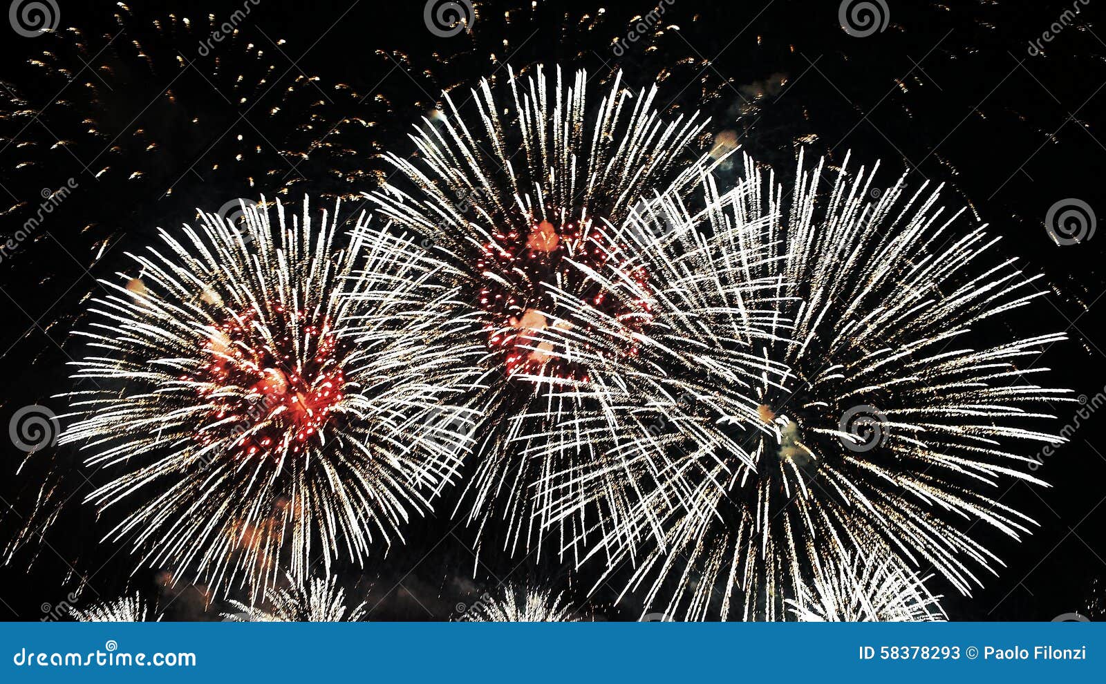 Fireworks in the dark stock image. Image of tree, newyear - 58378293