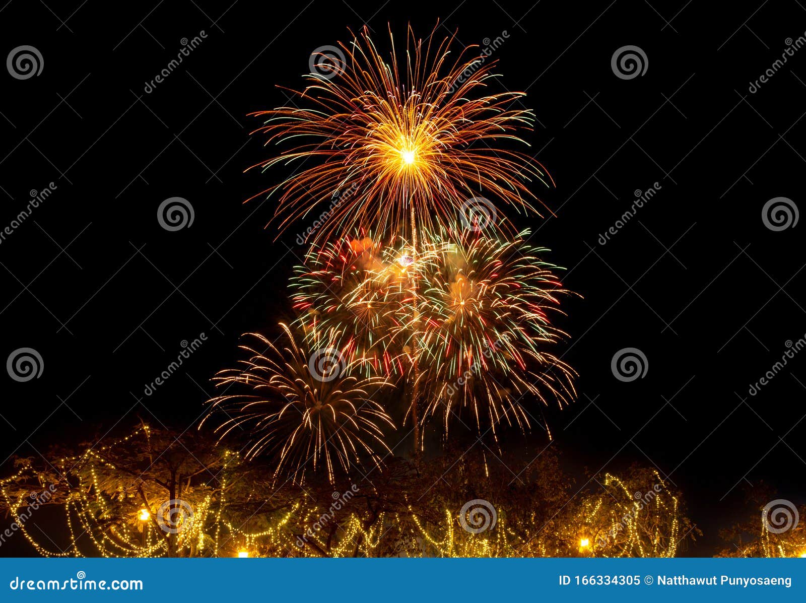 Fireworks in the Dark Sky stock image. Image of july - 166334305