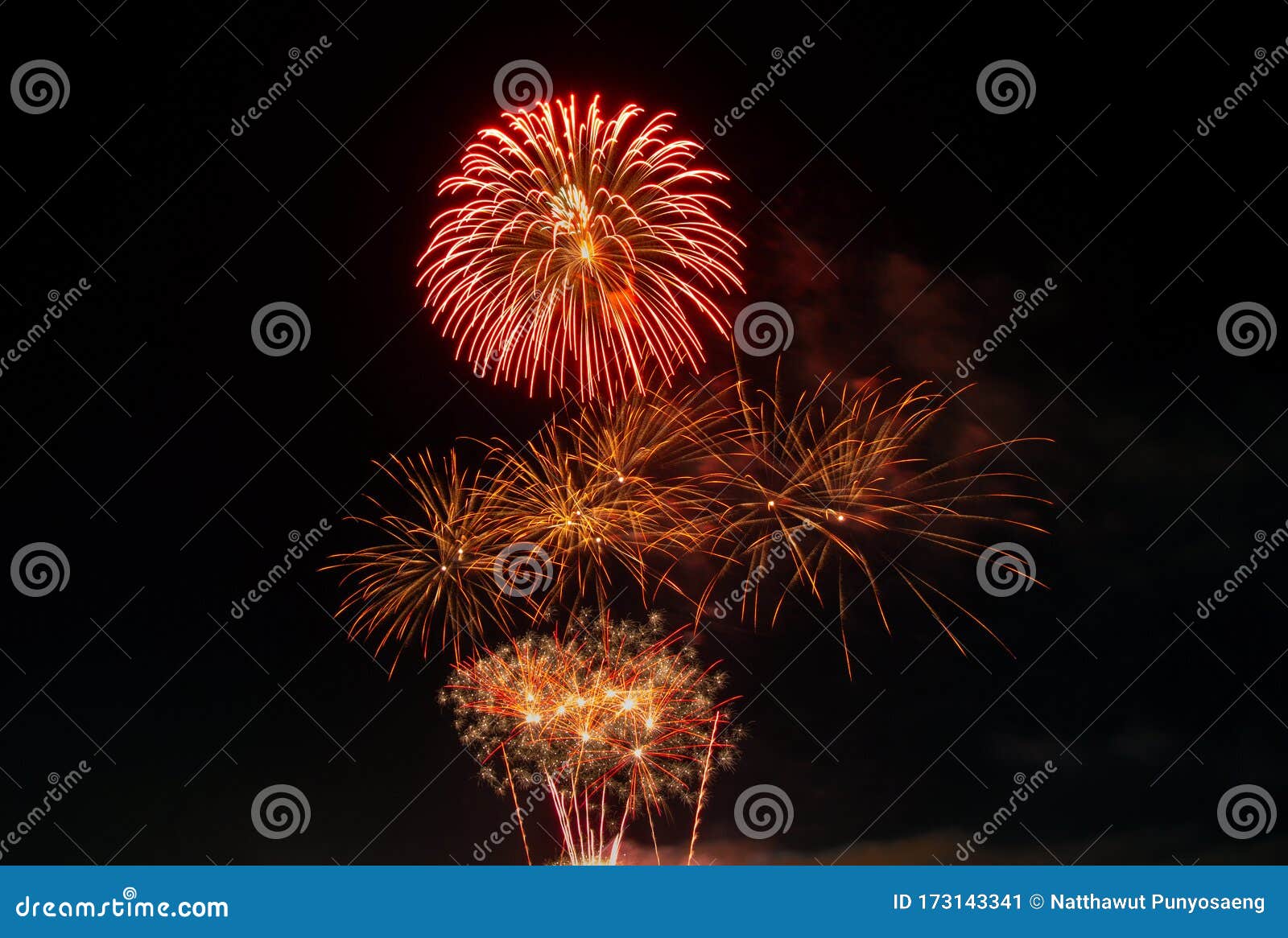 Fireworks in the Dark Sky stock image. Image of festive - 173143341