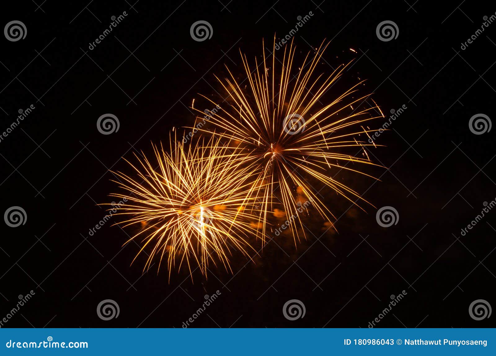 Fireworks in the Dark Sky stock image. Image of beautiful - 180986043