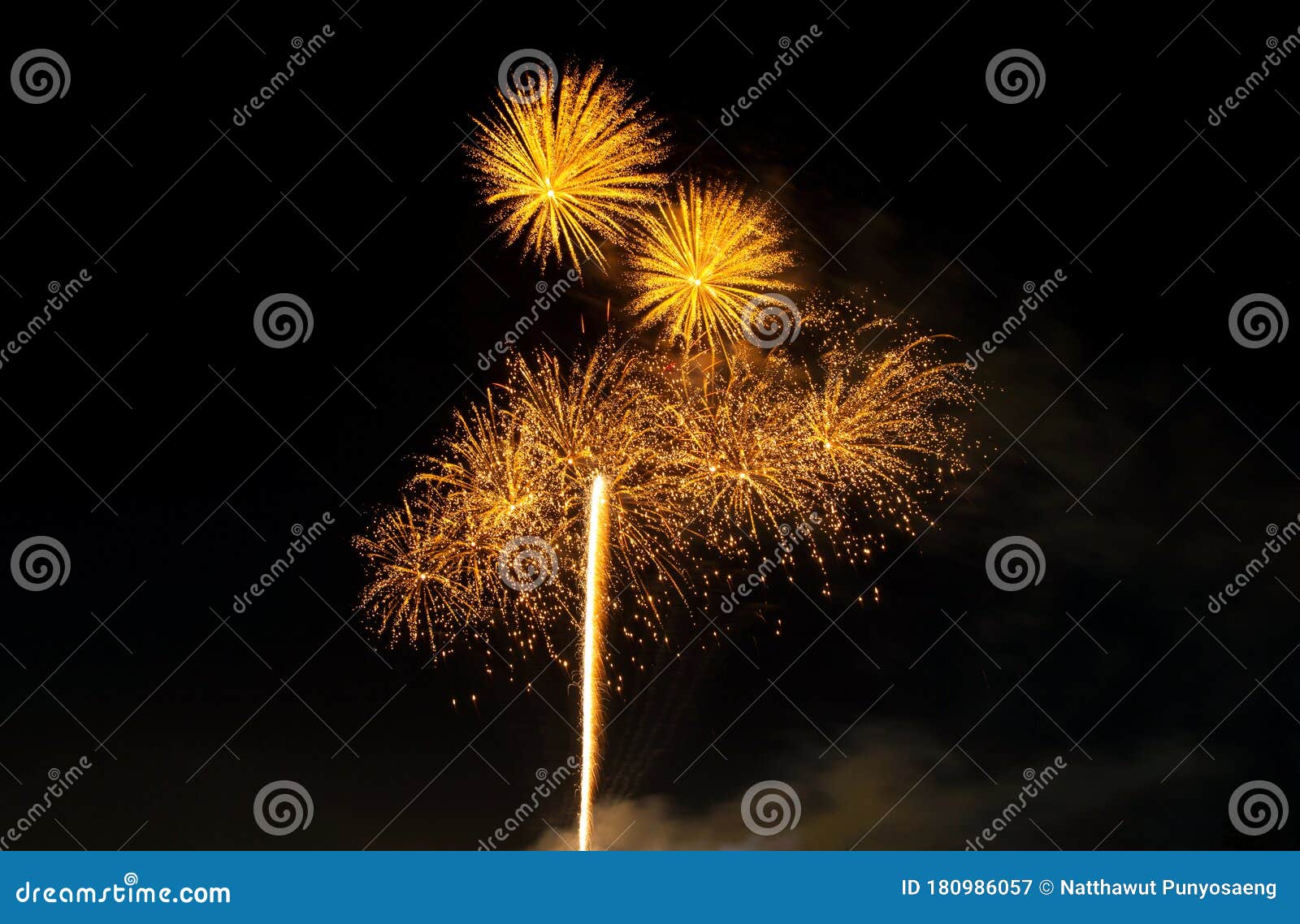 Fireworks in the Dark Sky stock image. Image of christmas - 180986057