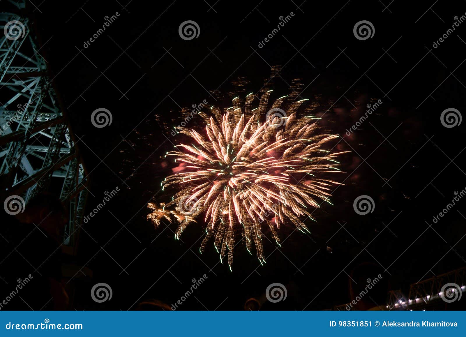 Fireworks on dark sky stock image. Image of pyrotechnics - 98351851