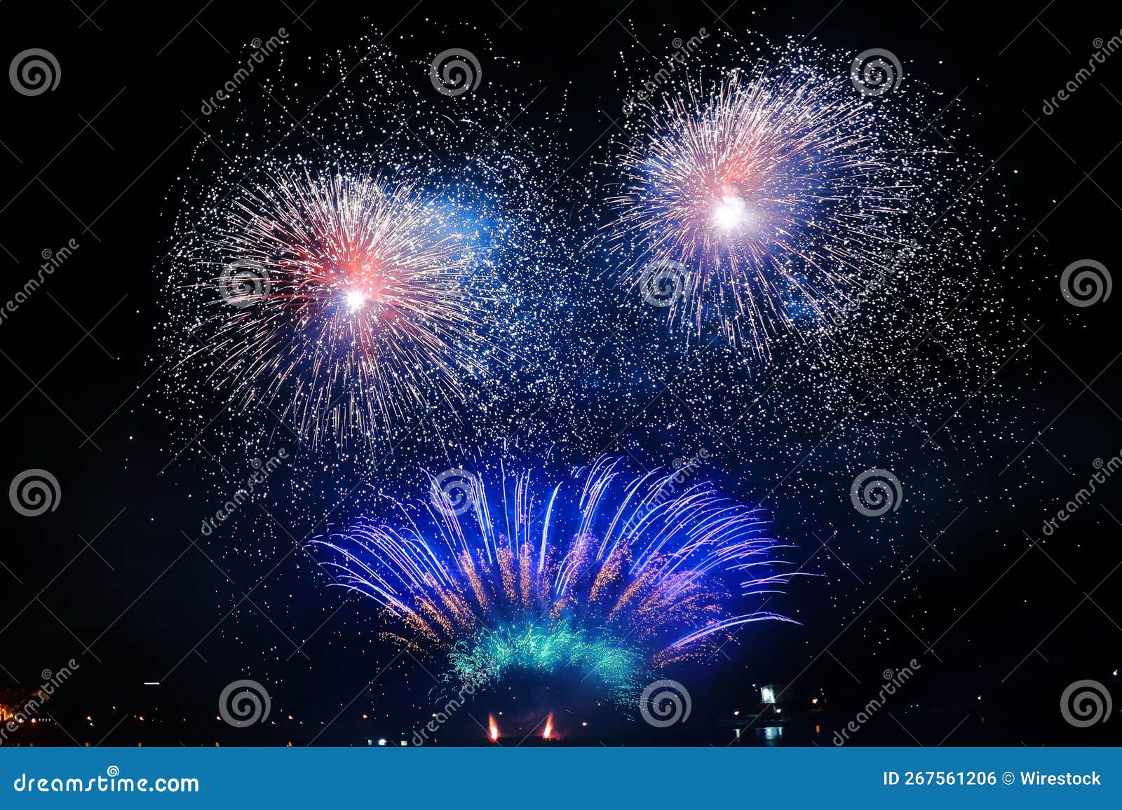 Fireworks in the Dark Sky at Night Stock Photo - Image of evening ...