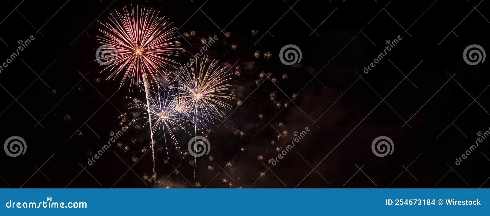 Fireworks Decorating the Dark Night Sky Stock Photo - Image of ...