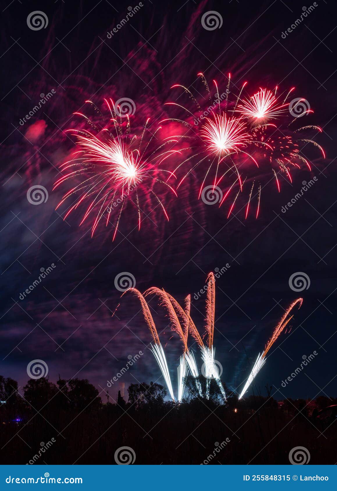 Fireworks of Different Colors with the Black Background Stock Image ...