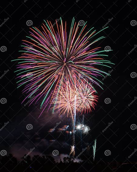 Fireworks of Different Colors with the Black Background Stock Photo ...