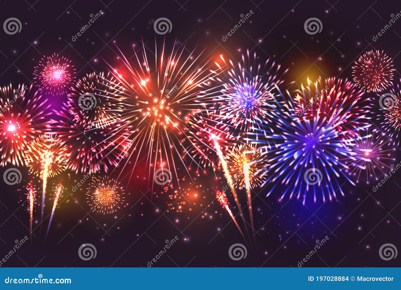 Fireworks Display Border Composition Stock Vector - Illustration of ...